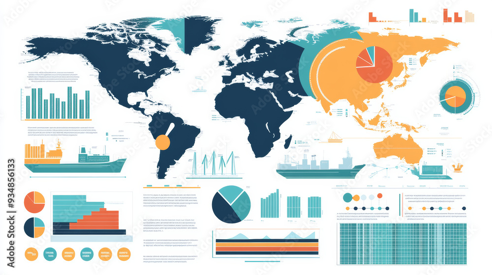 Infographic design components featuring pie charts and a step-by-step ...