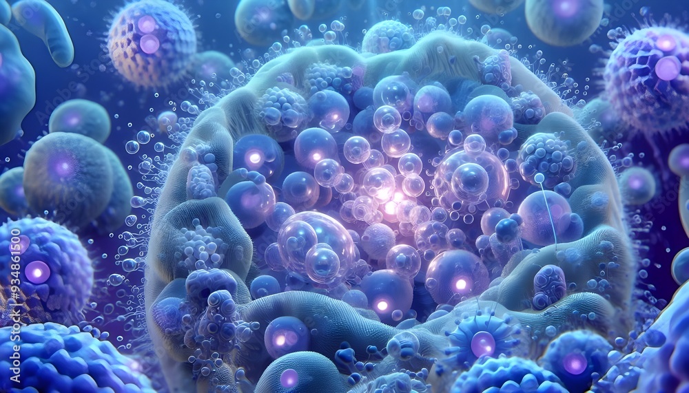 Biomolecular condensates in cells, membraneless organelles Stock ...