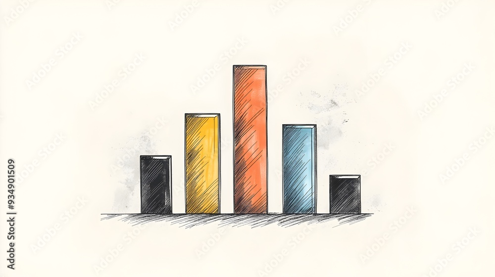 Detailed hand drawn bar chart visualizing quarterly sales data for a ...
