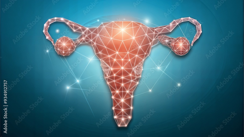Polygonal inflamed diseased female uterus, healthy uterus and recovery ...