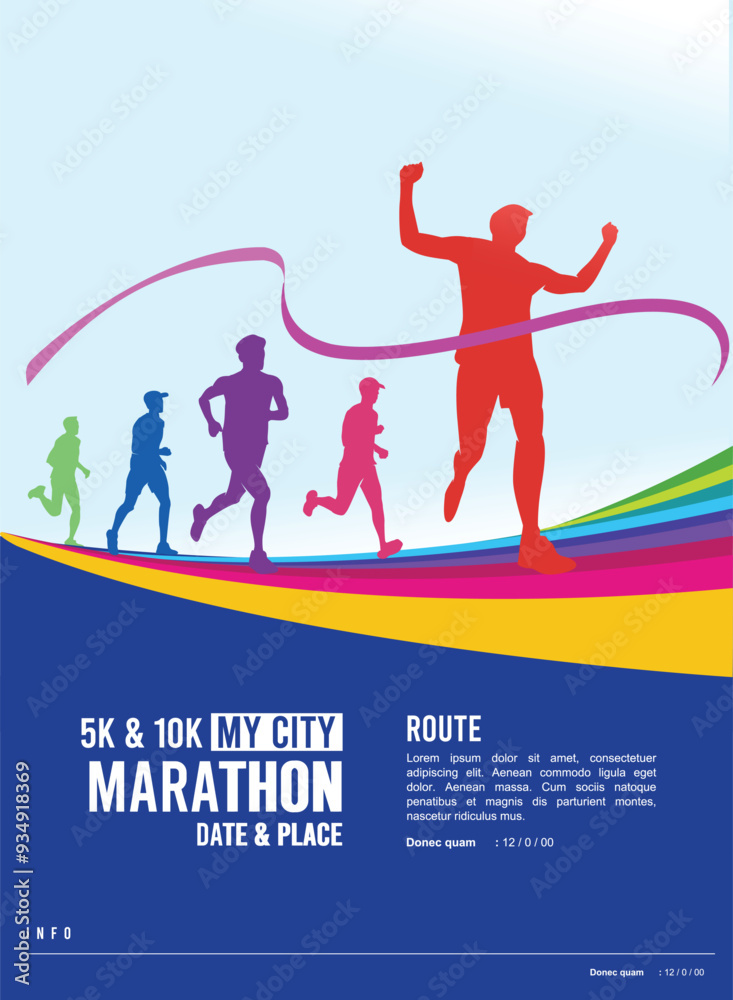 Poster Great elegant vector colorful editable finish line marathon ...