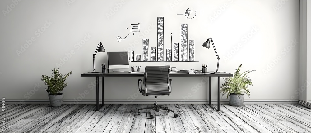 Meticulously hand drawn bar graph visualizing quarterly metrics ...