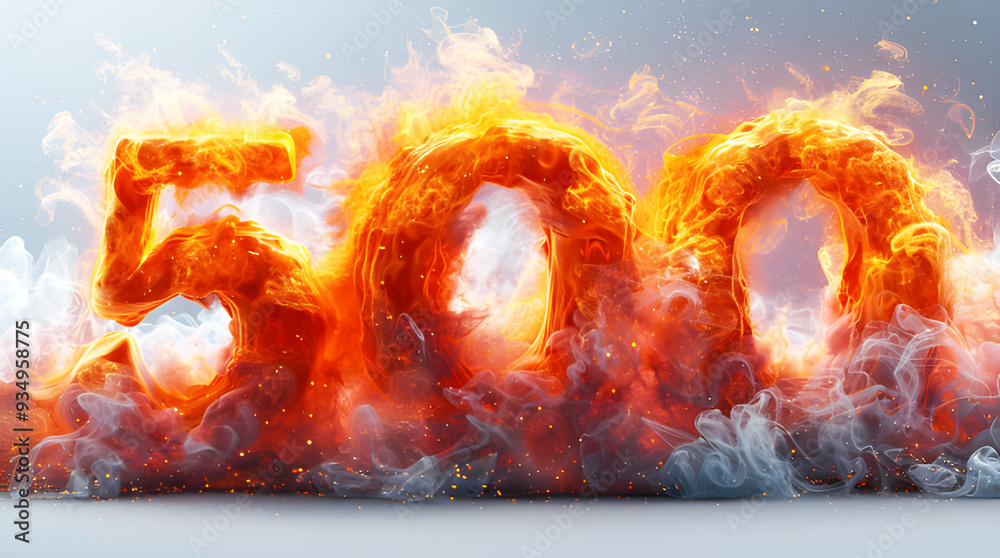 Fire number five hundred (500) on white background. Alphabet number ...