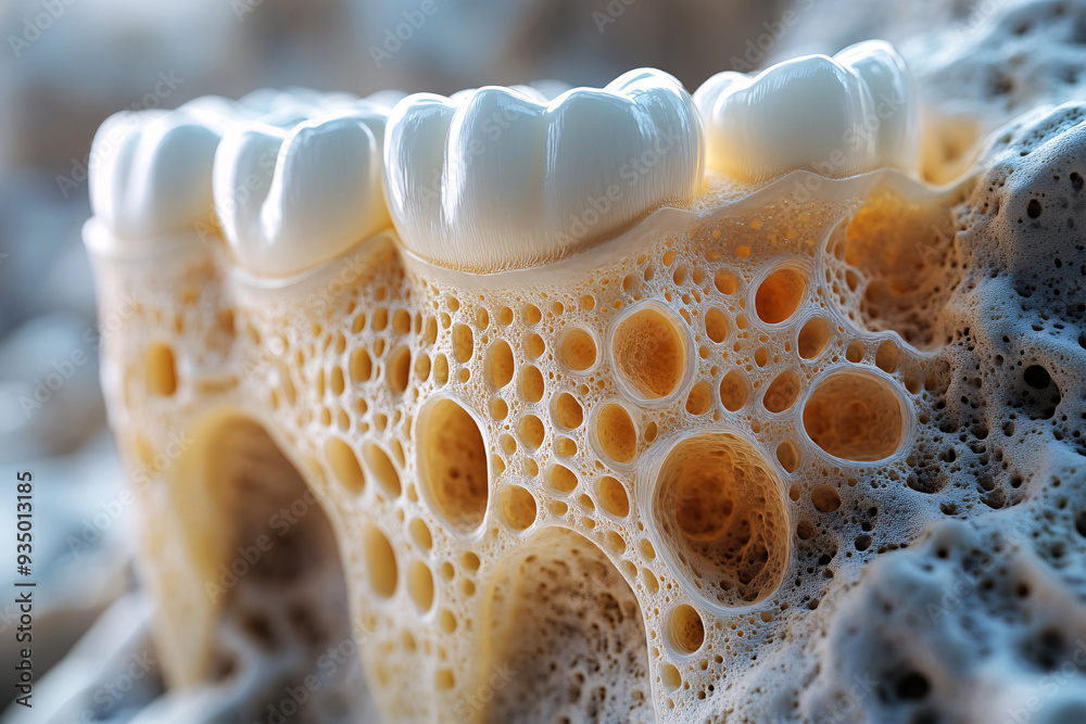Detailed microscopic image of a pristine tooth enamel surface ...