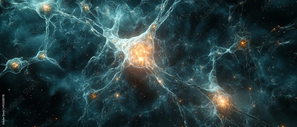 Abstract Visualization of Neurons and Synapses, Depicting Neural ...