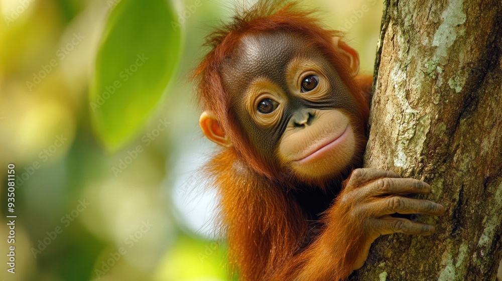 Orangutan or the Latin name Pongo great apes originating from the ...