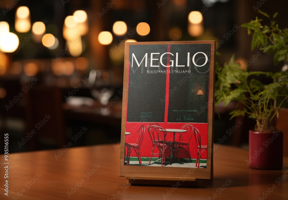 Restaurant Table Menu Mockup With Generative AI Stock Template | Adobe ...