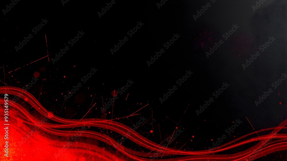 Red wave patterns flowing on a black background in digital art Stock ...