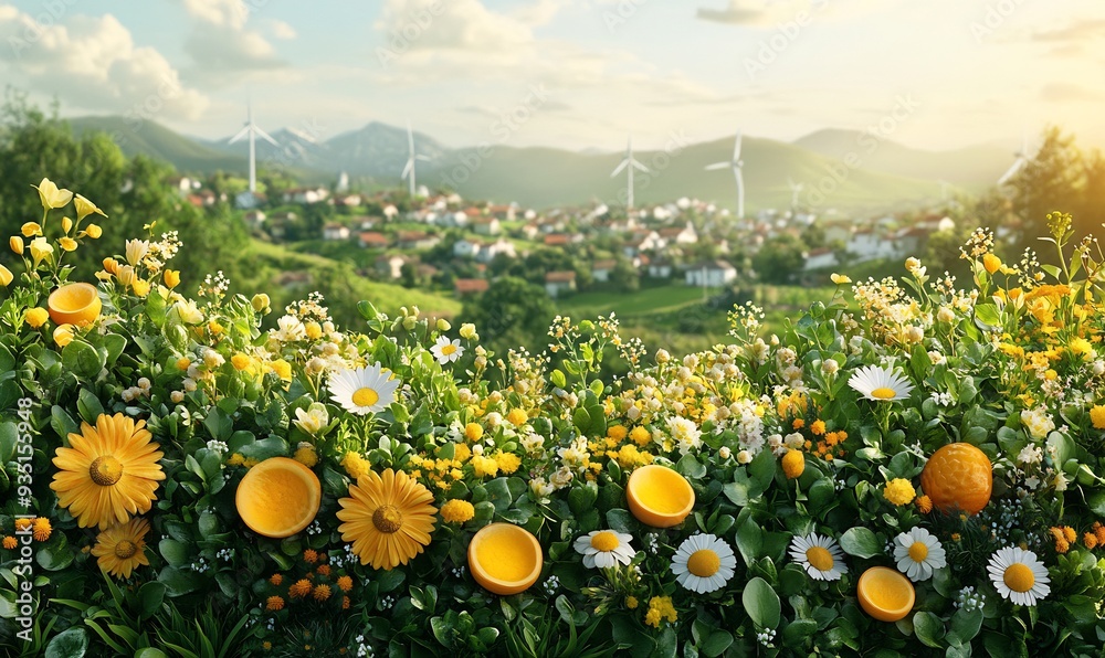 Illustration of the global shift toward renewable energy with visuals ...