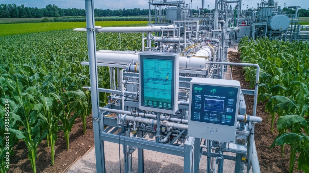 methane gas monitoring station at a biogas plant, capturing the moment ...