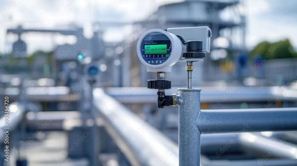 methane gas monitoring station at a biogas plant, capturing the moment ...