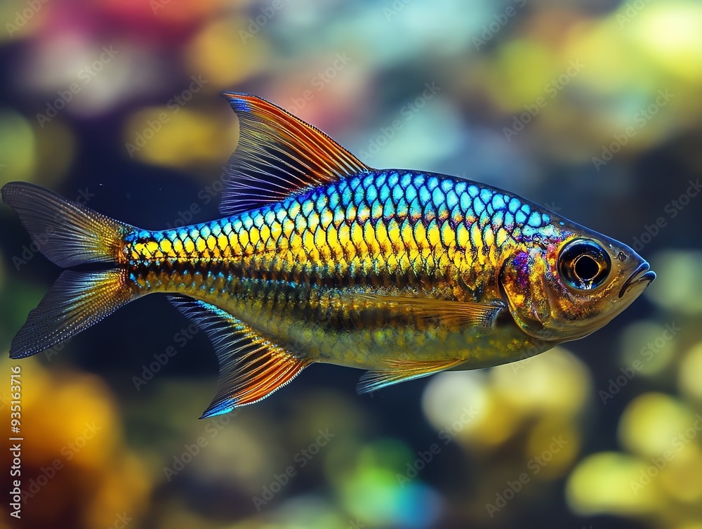 Rainbowfish displaying iridescent scales that shimmer as they move ...