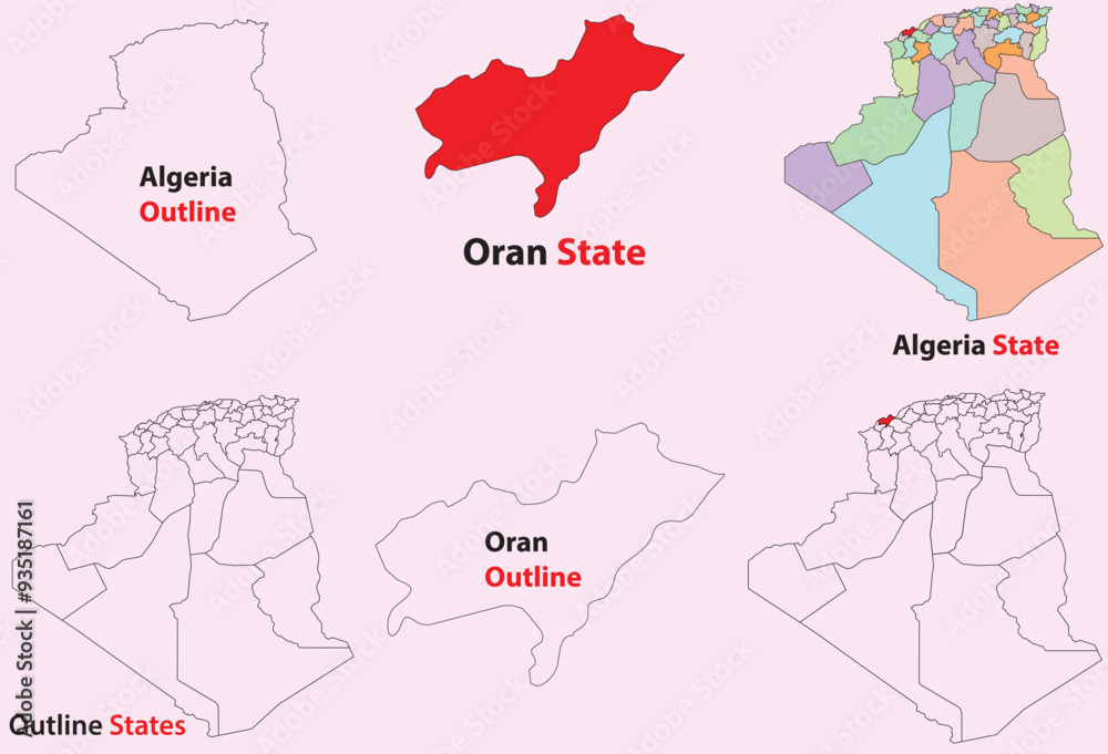 Oran map vector of Algeria, Oran line map, Oran with city map, Oran ...