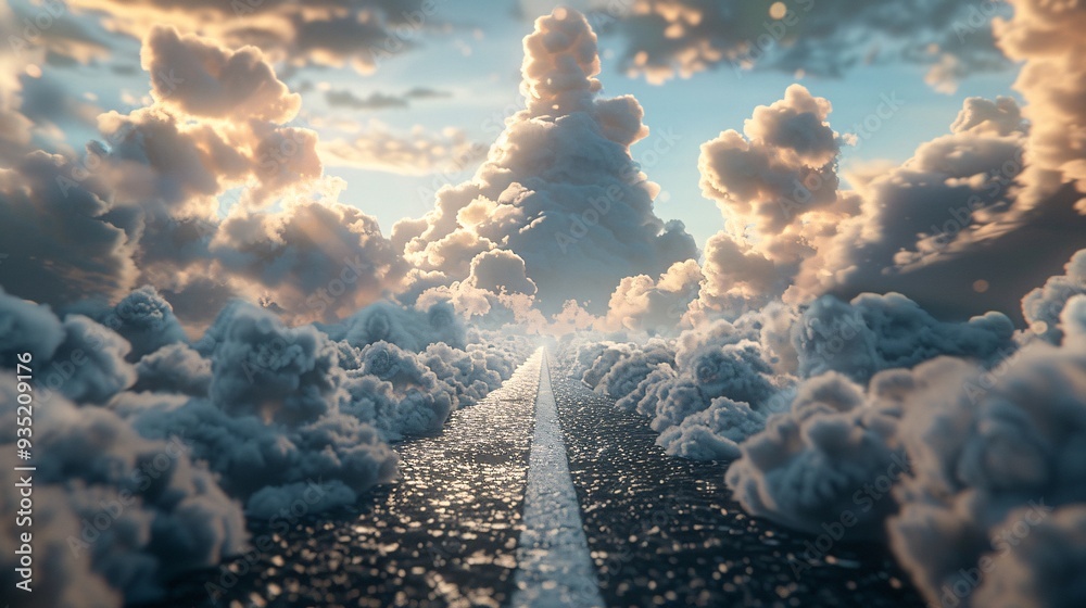 5. A visually captivating CGI image of a road that transforms into an ...