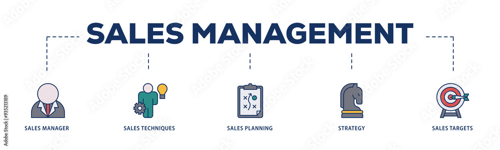 ภาพประกอบสต็อก Sales management icons process structure web banner ...