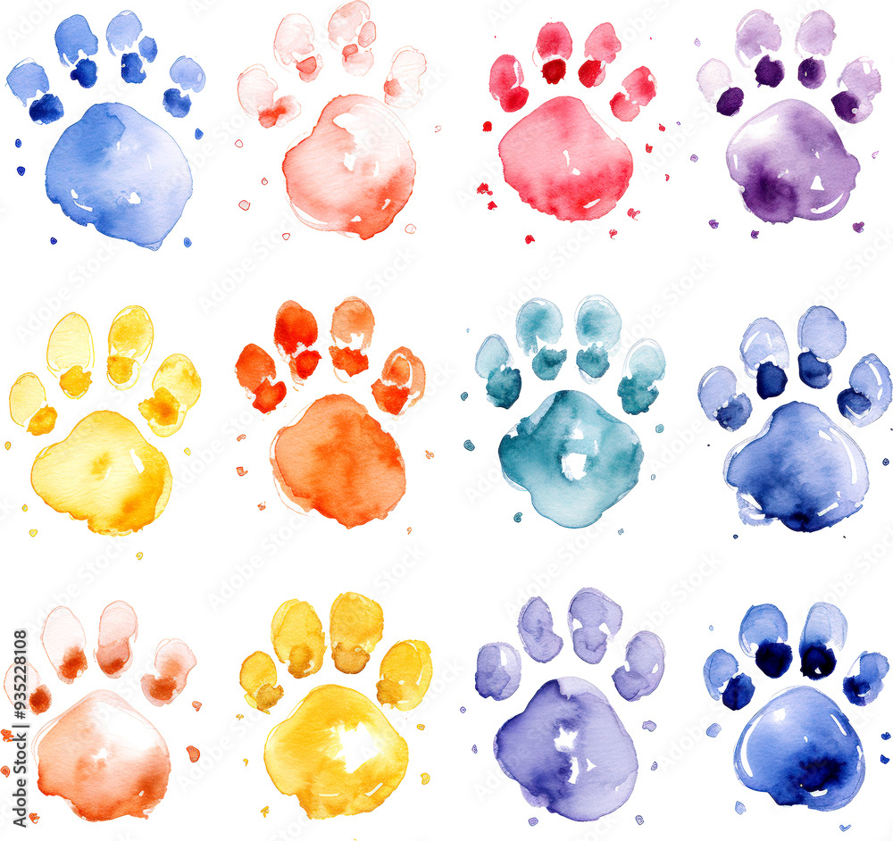 Rainbow Paw Prints on transparent background.png Stock Illustration ...