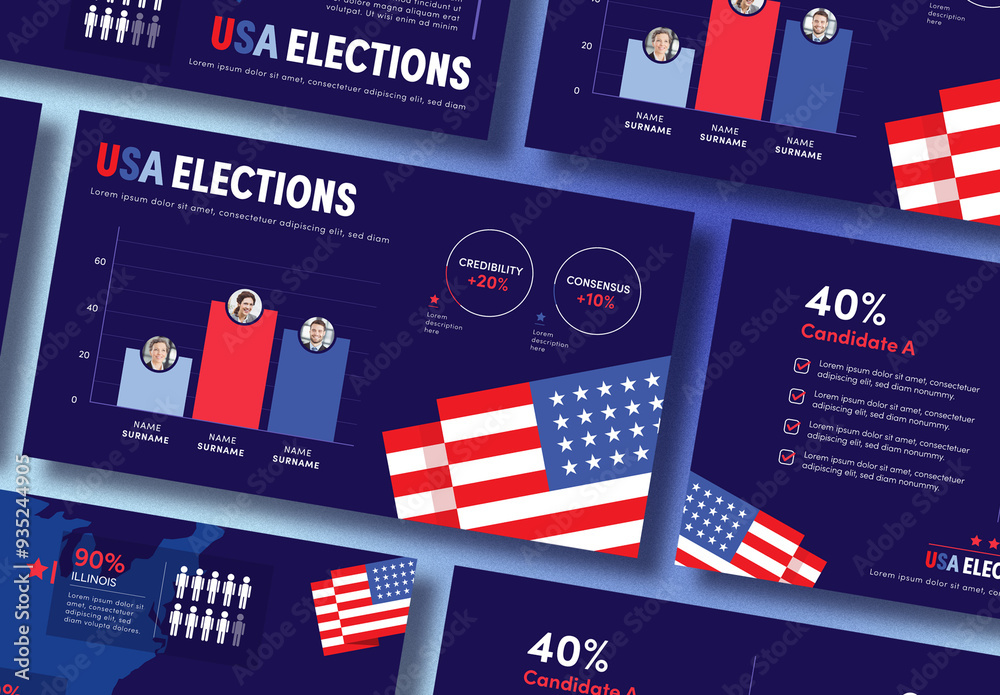 US Elections Infographics Stock Template | Adobe Stock