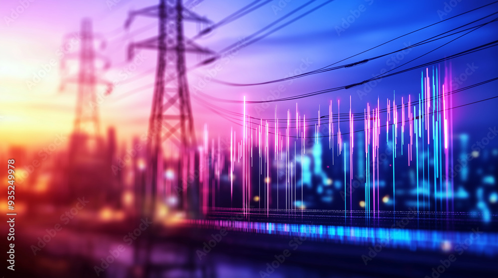 A vibrant bar graph with bars increasing in height over time ...