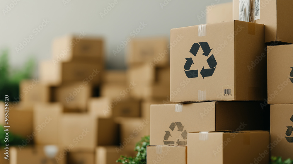 A pile of cardboard boxes and paper materials, all marked with the ...