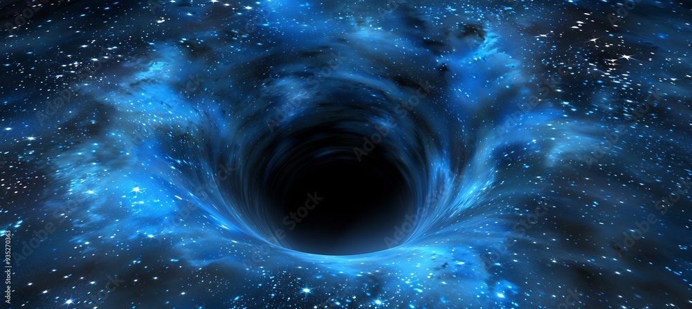 Depict black hole enveloped by a 3D cosmic abyss with 2D stars barely ...