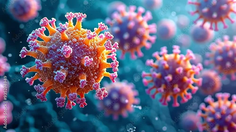 Under a microscope, antibodies are combating viruses. Structure of ...