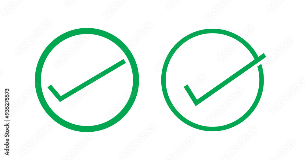 Check mark vector icon set. correct or right tick mark sign. green ...