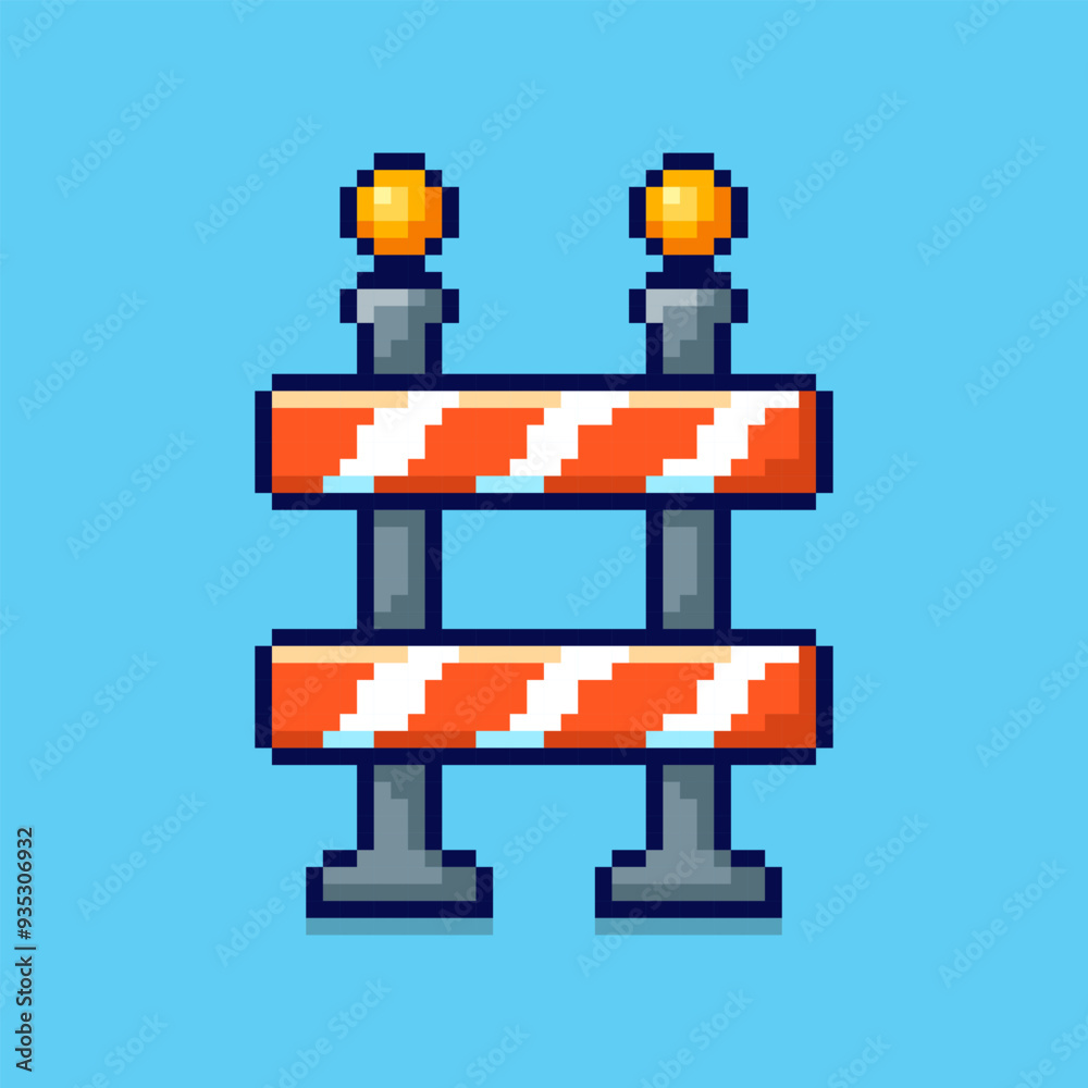 Pixel art Traffic barricade game asset design Stock Vector | Adobe Stock