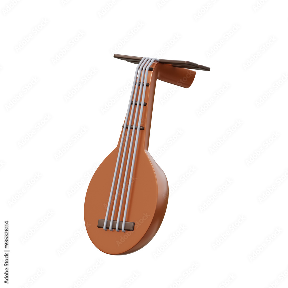 Poster 3D Japanese Biwa Musical Instrument Render – Wall Art | UkPosters