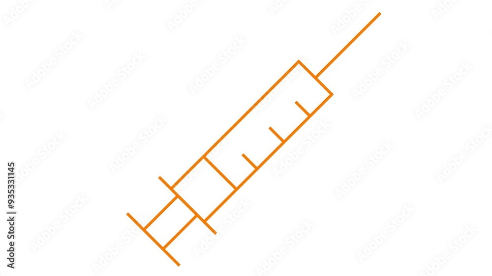 Animated orange icon of syringe. Medical linear symbol. Concept of ...
