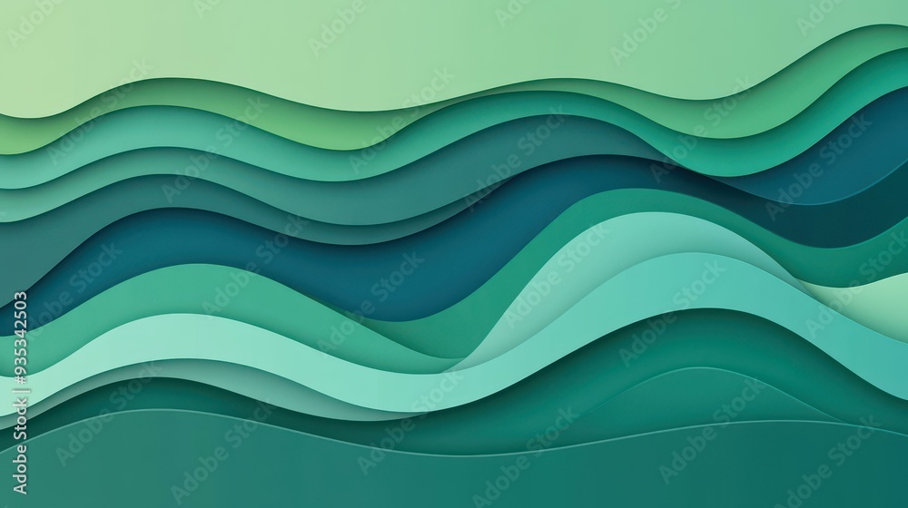 Explore a modern dark green gradient background with paper cut effects ...