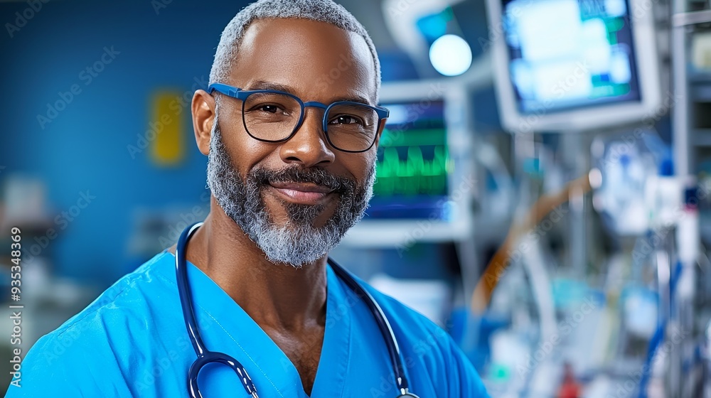 Doctor performing a physical exam in a hospital room. Stock ...