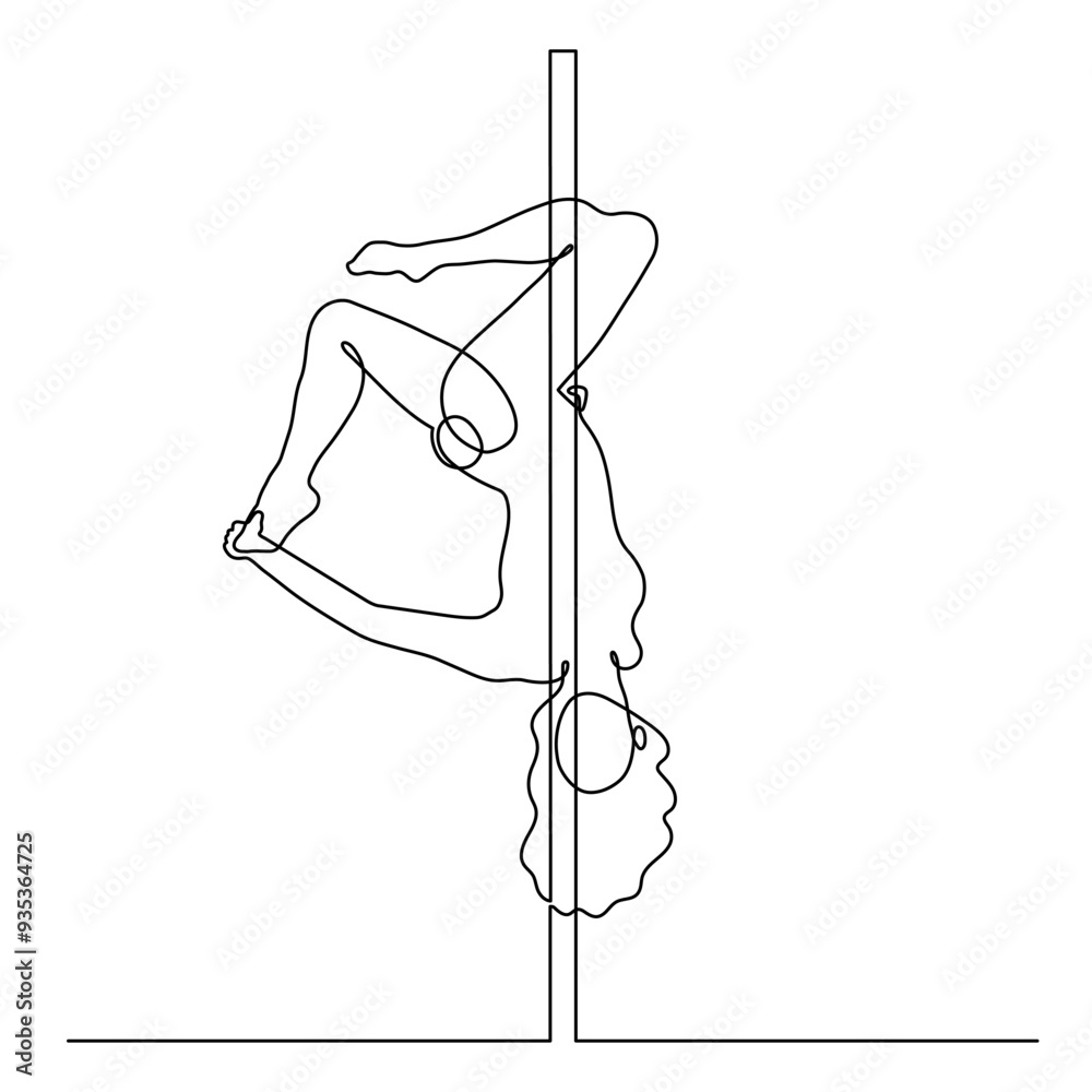 Dancing woman one line art, hand drawn lady figure continuous contour ...