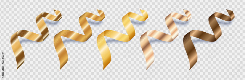 Realistic 3D gold confetti isolated on transparent background. Golden ...