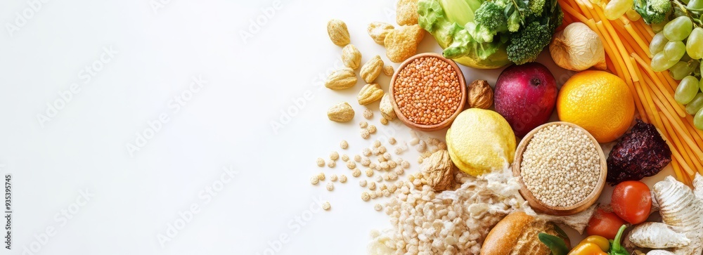 Carbohydrates banner with copyspace, sugar molecules. Along with ...