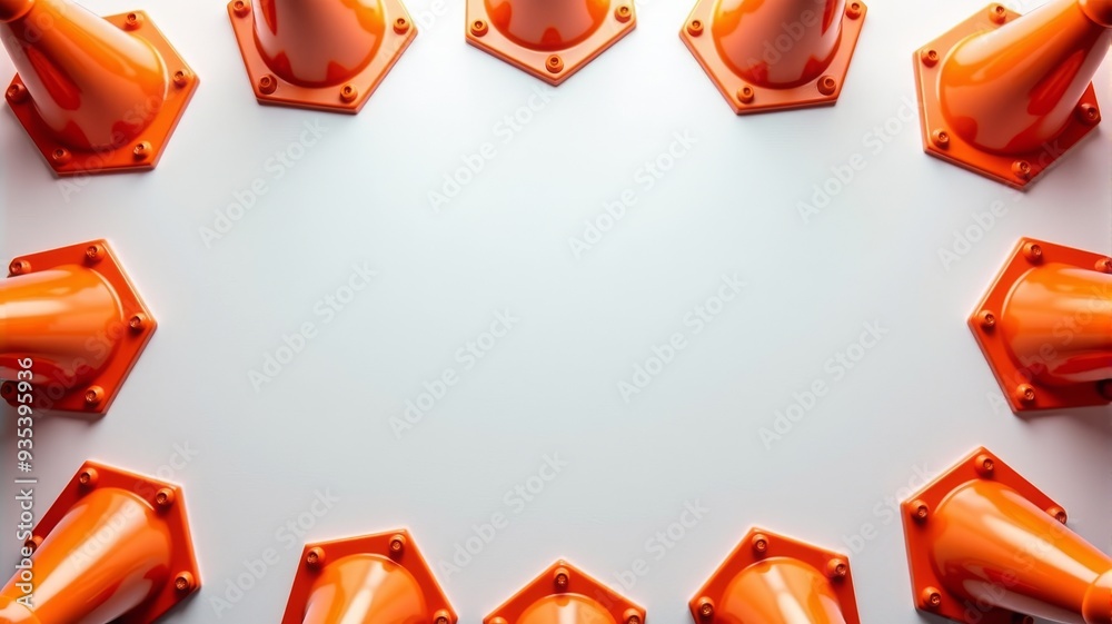 Traffic Cone Border Pattern on White Background Illustration for ...