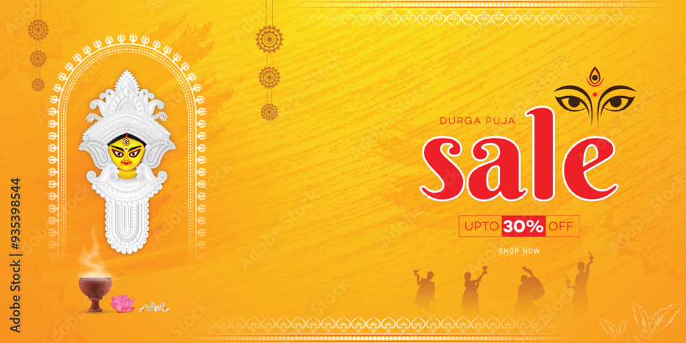 Durga Puja Sale, Festive Sale Banner, with. Happy Durga Puja ...
