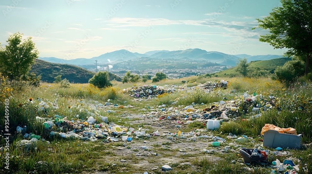 84. Render of a rural area with illegal waste dumping affecting the ...