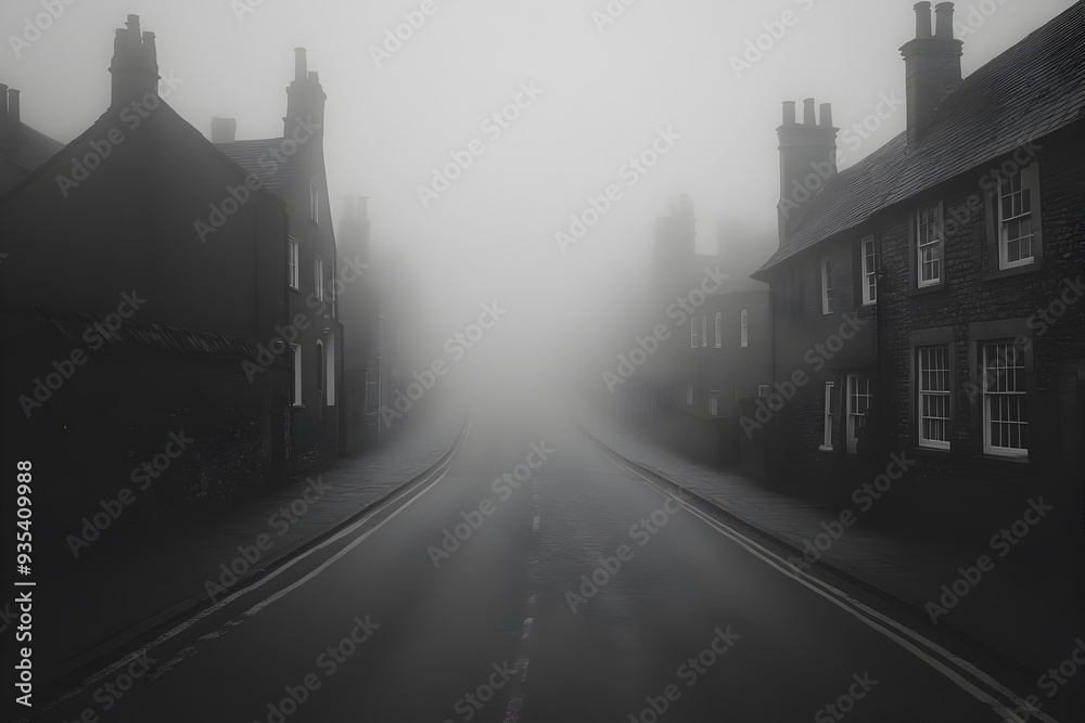Misty Veil Over Abandoned Road, an unsettling scene unfolds as thick ...