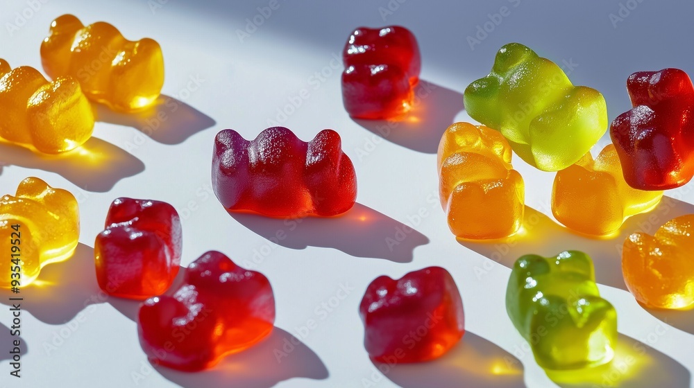 Colorful multivitamin gummies scattered on a surface, symbolizing ...