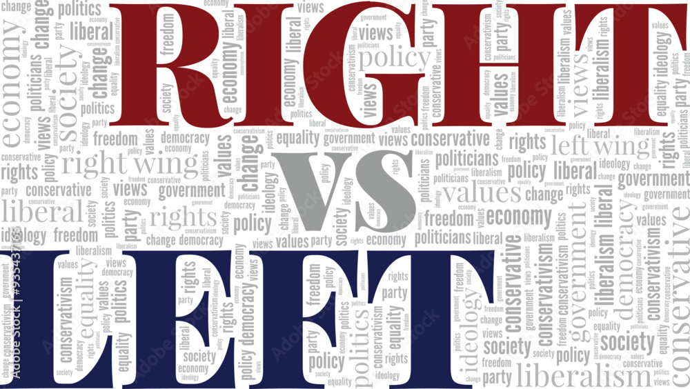 Right Wing vs Left Wing word cloud conceptual design isolated on white ...