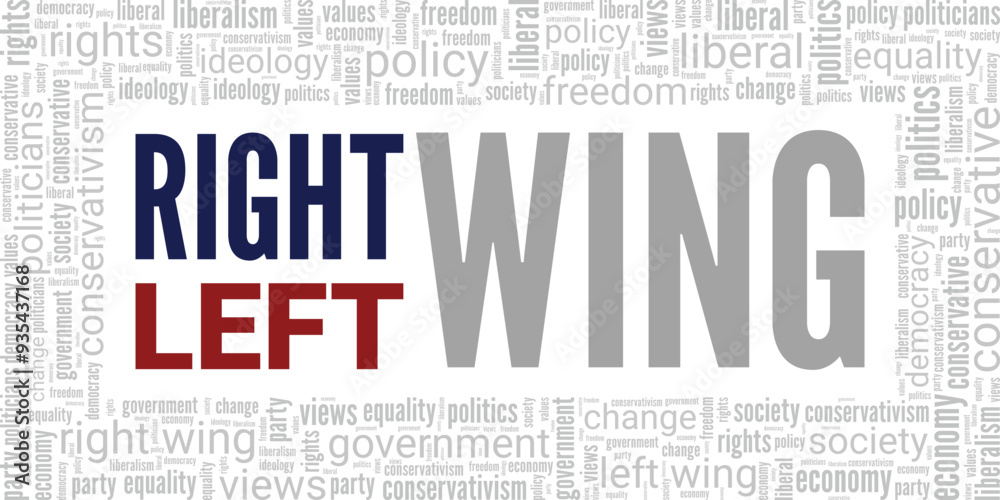 Right Wing vs Left Wing word cloud conceptual design isolated on white ...