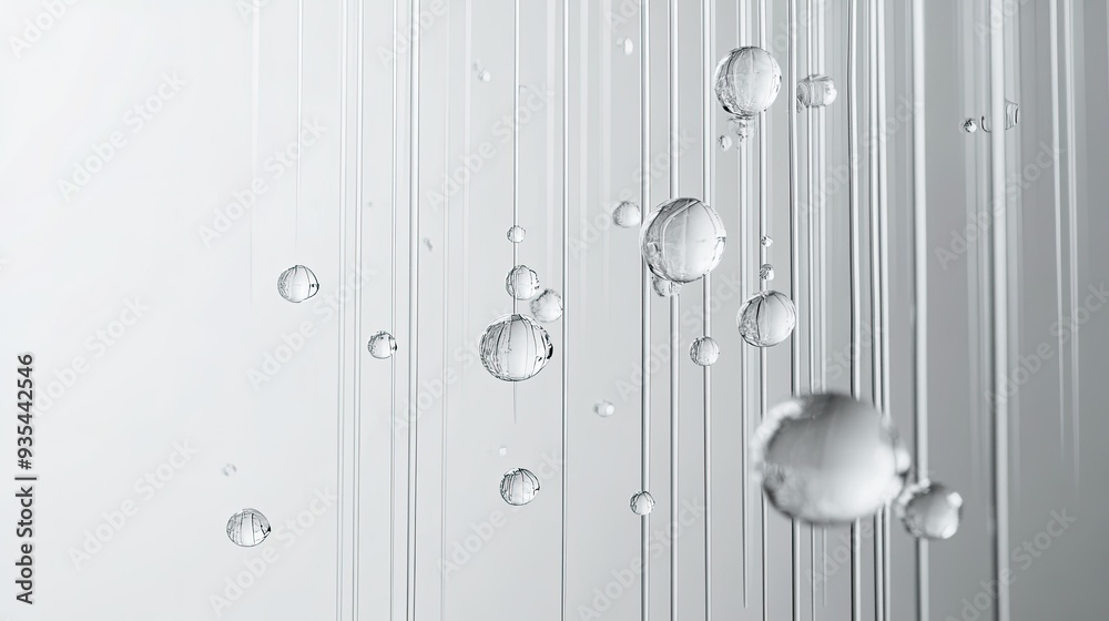 Detailed 3D view of water droplets melting and evaporating on a glass ...