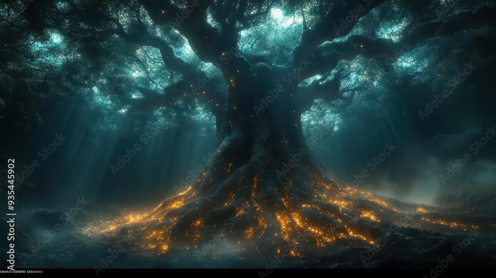 intricate underground ecosystem of tree roots and mycorrhizal networks ...