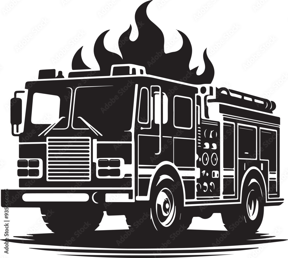 Fire Truck Silhouettes -Fire Truck Silhouette Vector Images - black and ...