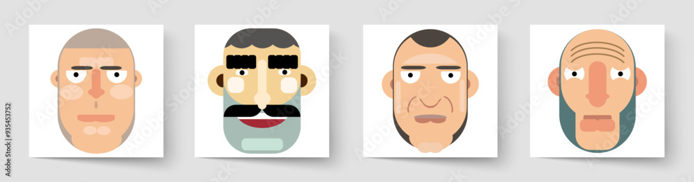 Set of faces, avatars, heads of people of different nationalities in ...