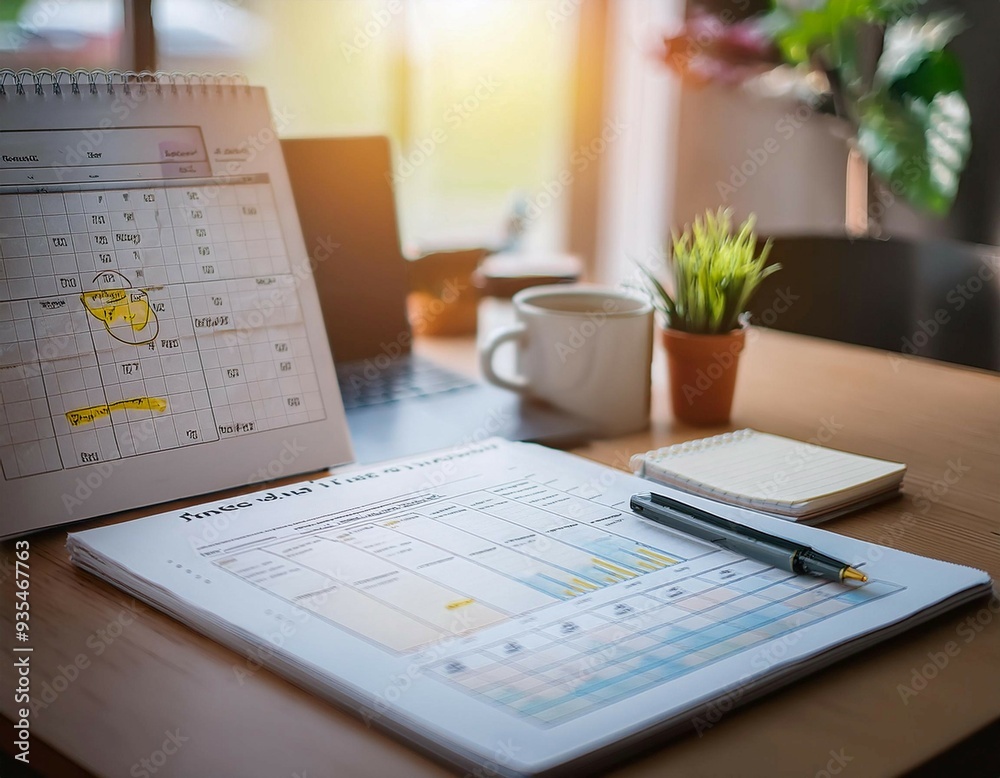Planning and strategy featuring elements like planners, calendars, and ...