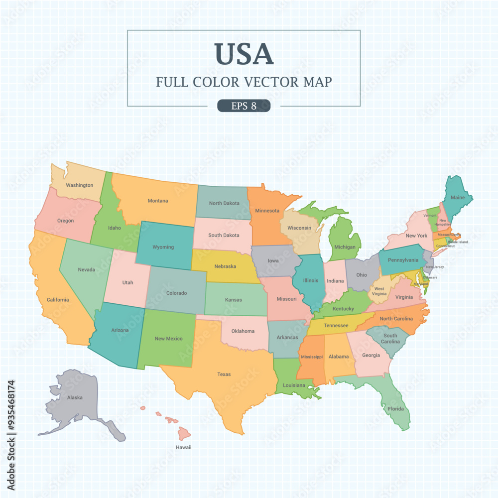 us map with state names , This is a map of the United States with each ...