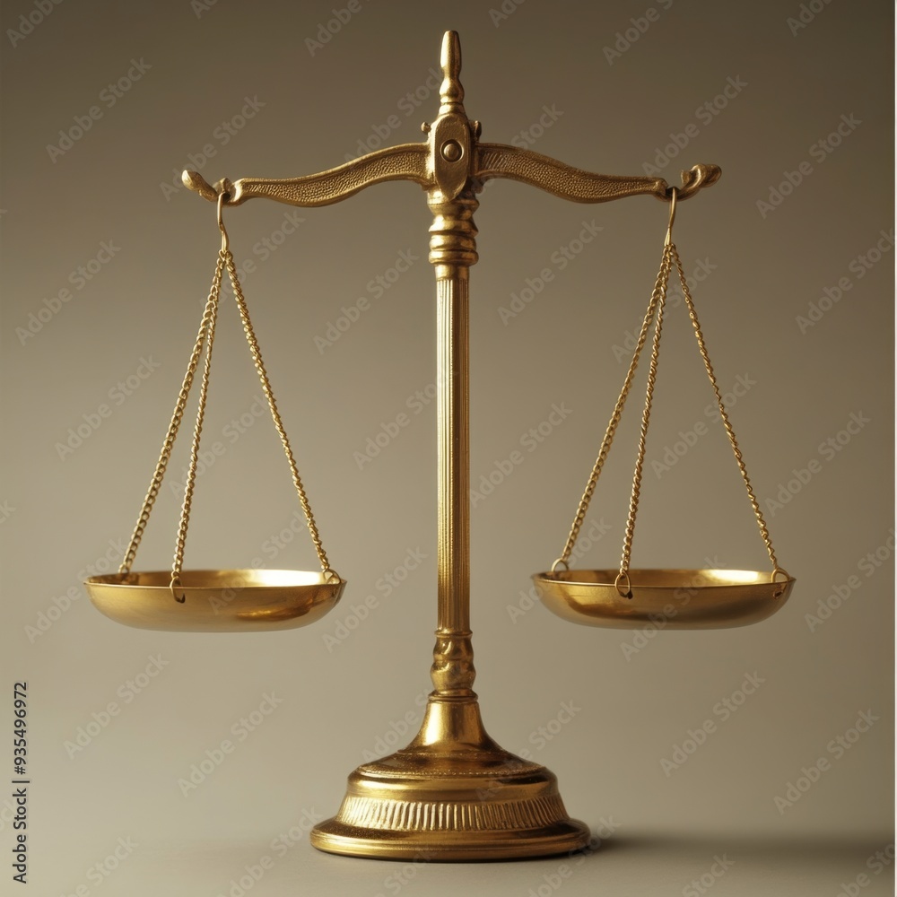 Abstract Justice: Elegant Close-up of Golden Scales on Blurred Legal ...