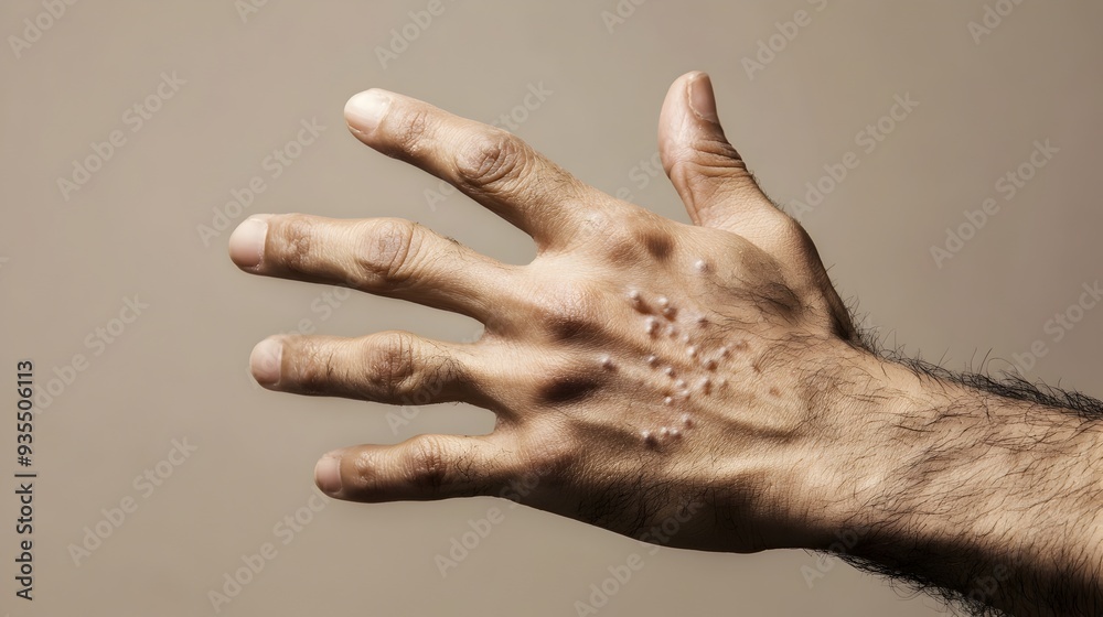 Closeup View of a Human Hand Showing Monkeypox Skin Lesions and ...