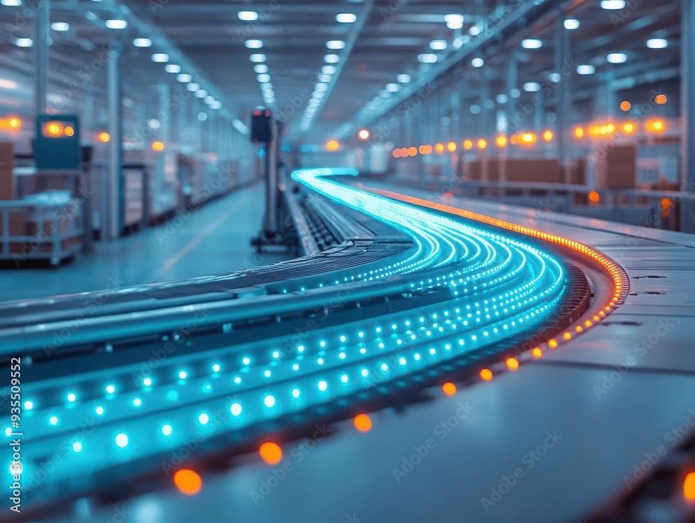 automated warehouse with hightech conveyor belts robotic arms and laser ...